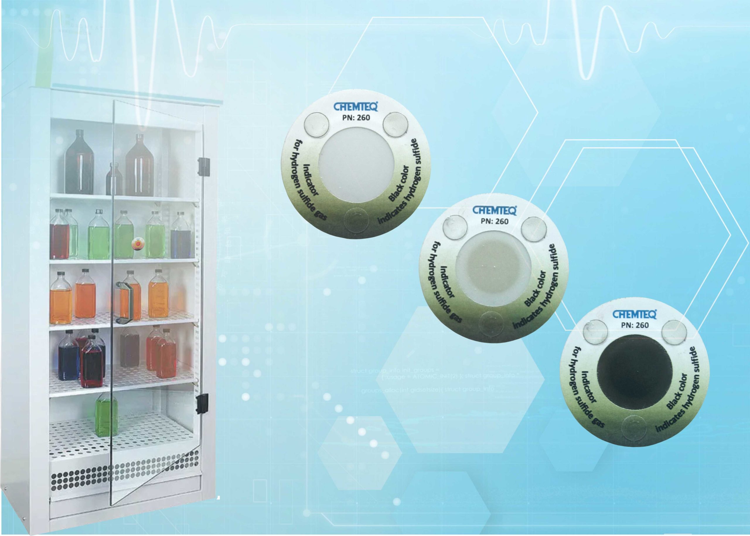 Hydrogen Sulfide Breakthrough-Indicator Sticker-B (BTIS-B). Leak detector